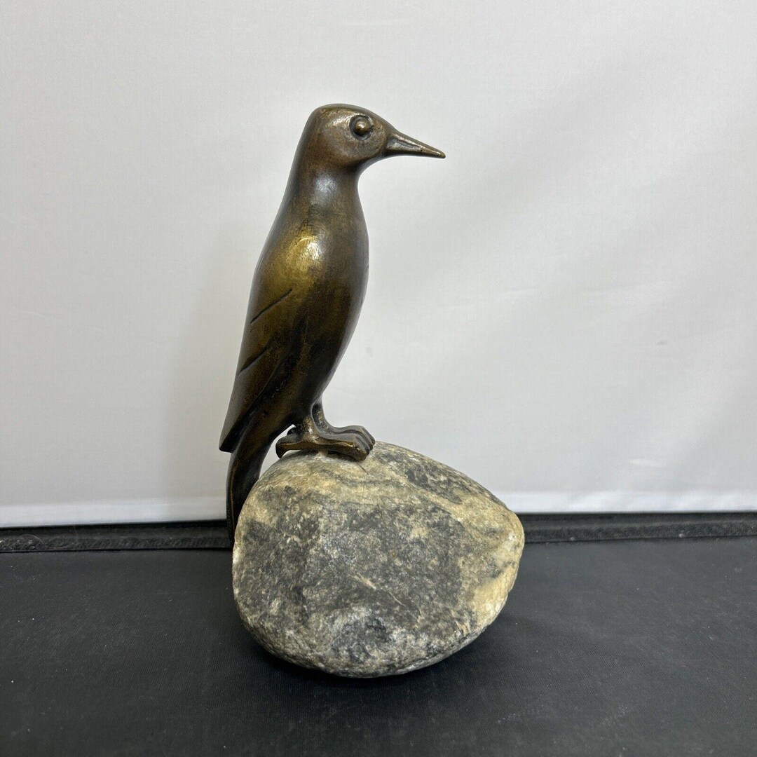 Vintage MCM Art Deco Bronze Bird Raven Sculpture by Charles Reussner ...
