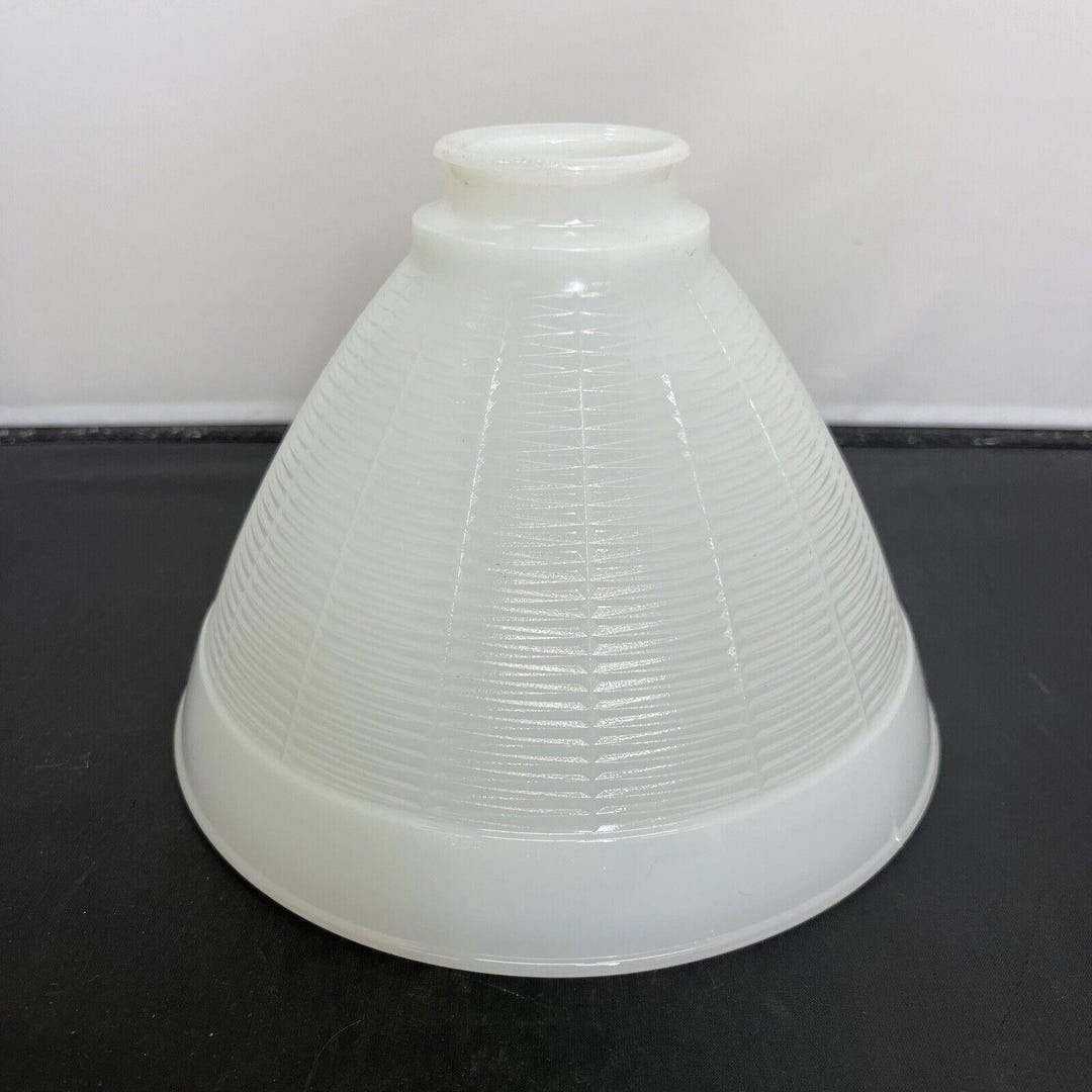 White Milk Glass Torchiere Lamp Diffuser Shade Basket Weave 2 1/8" X 6. ...