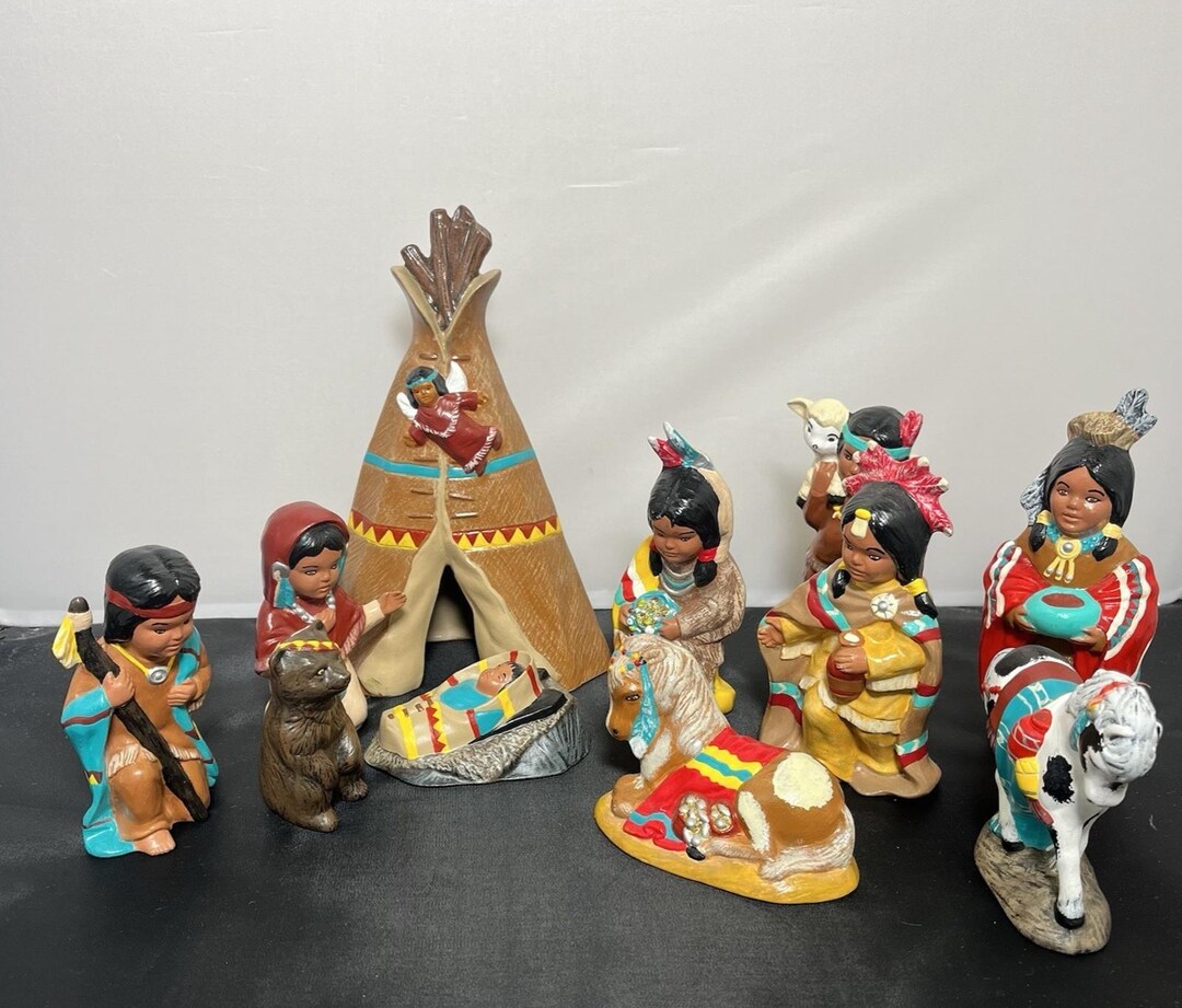 Vintage Native American Indigenous Nativity Set Christmas Holiday ...