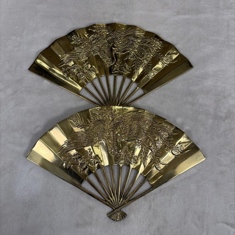 Gold Wall Fan Oriental - Etsy