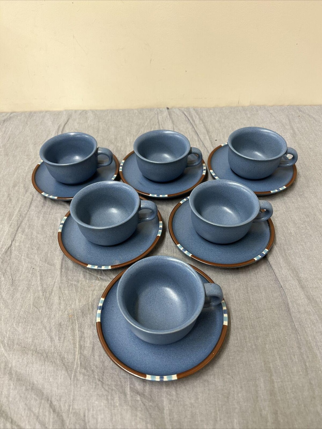 Dansk Mesa Blue Cups and Saucers - Set of 6 - Etsy