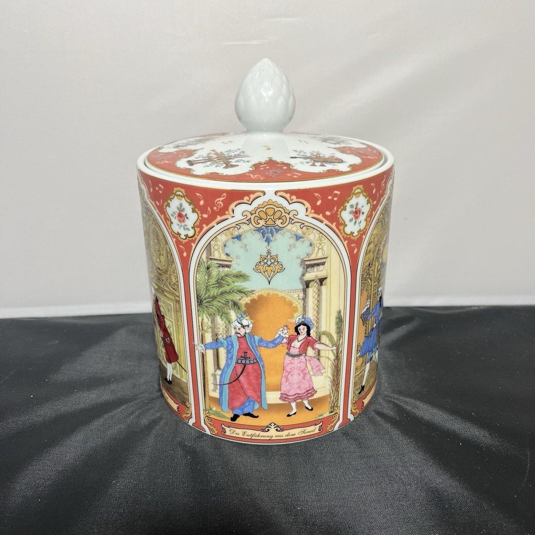 Vintage German Cookie Biscuit Porcelain Jar 5 SCENES Arzburg Lebkuchen ...