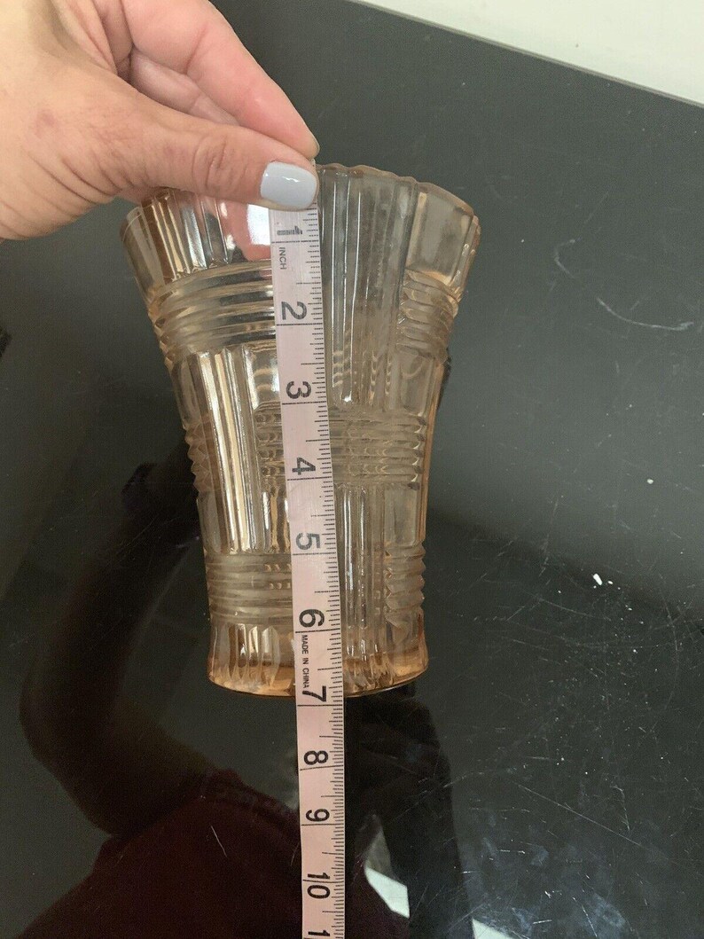 Vintagepink Depression Glass Vase Basket Weave Pattern 6 3/4" Bnfts ...