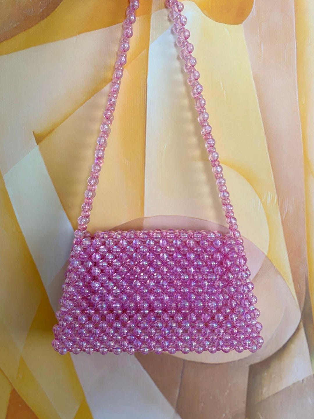Pink Crystal Beaded Bag | Pink Crystal Bead Bag | Bead Bag | Beaded Bag ...