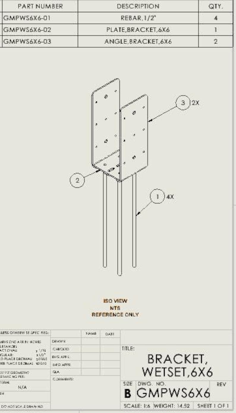Wetset Bracket for Post Frame 6x6 Post Plans | DXF - Etsy
