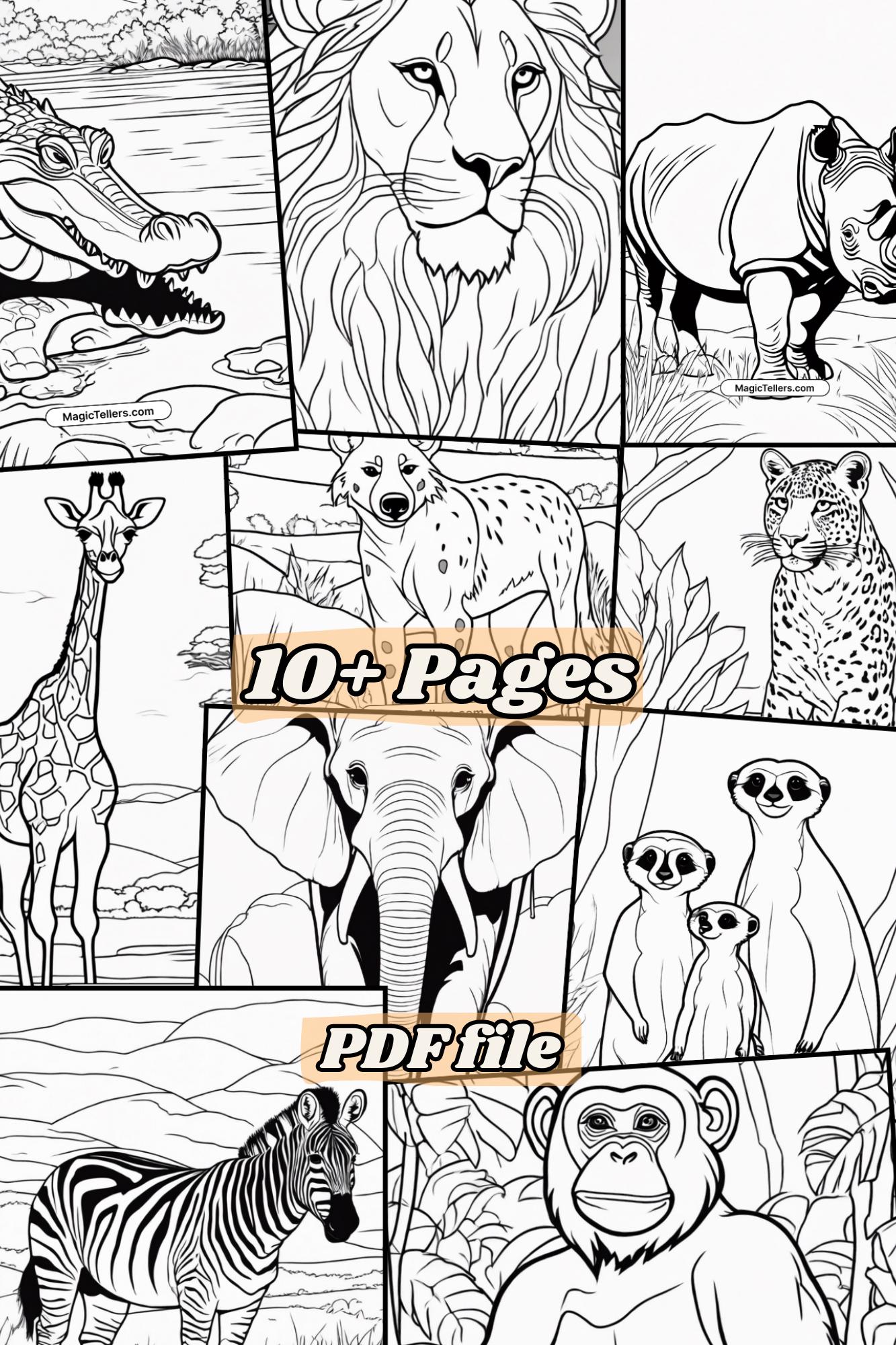 African Safari Wildlife Colouring Pages (set of 13) - Perfect for Kids ...