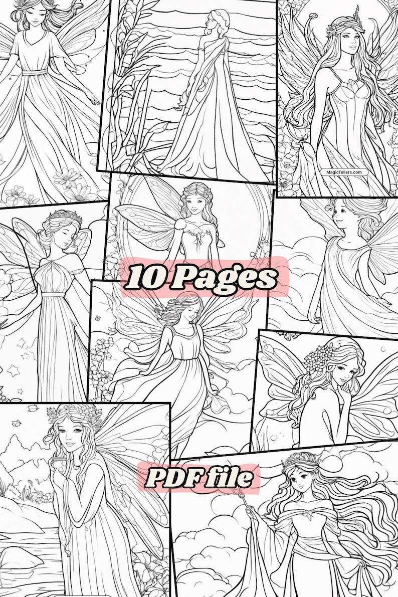 Whimsical Fairy Themed Colouring Pages (set of 10) - Perfect for Kids ...
