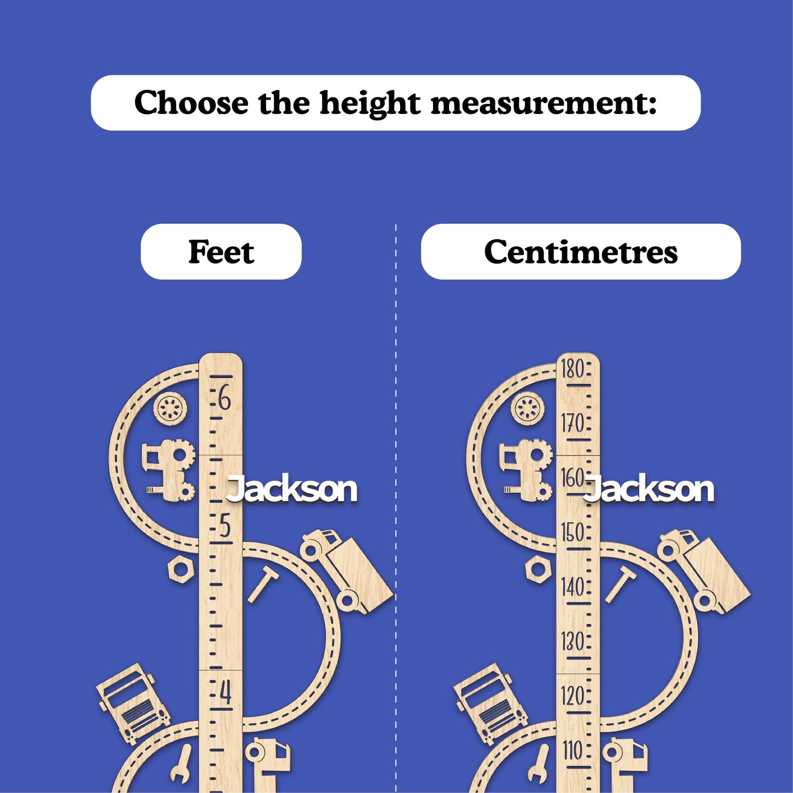 Personalized Car Track Chart Wooden Height Ruler Race Track Growth ...