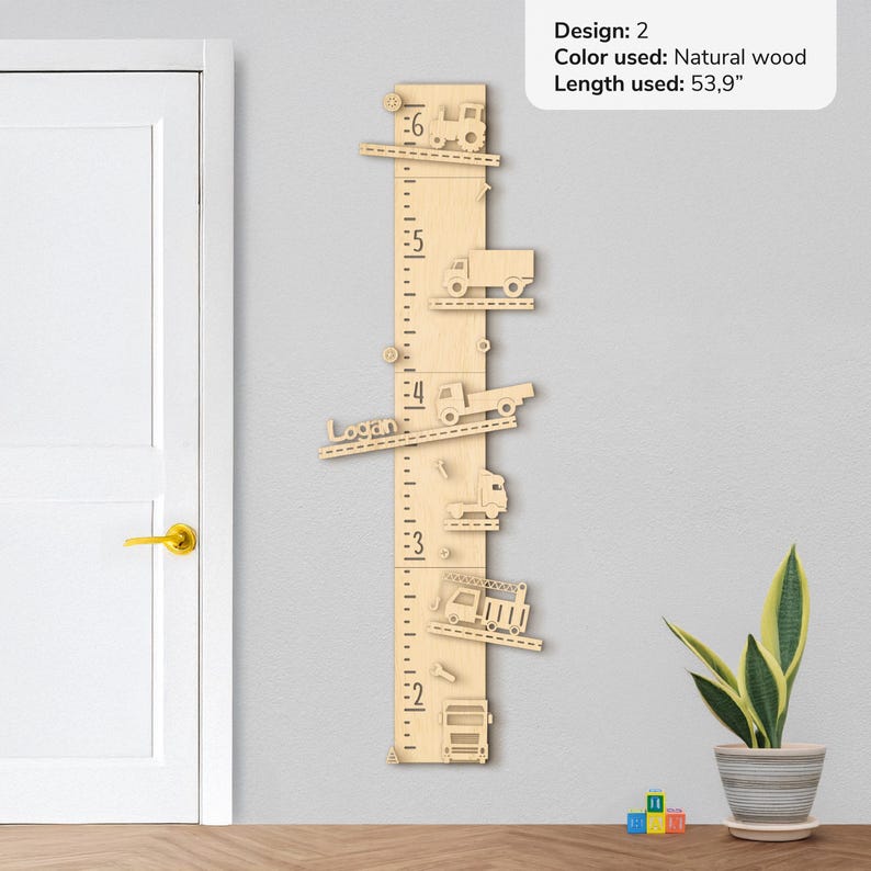 Personalized Car Track Chart Wooden Height Ruler Race Track Growth ...