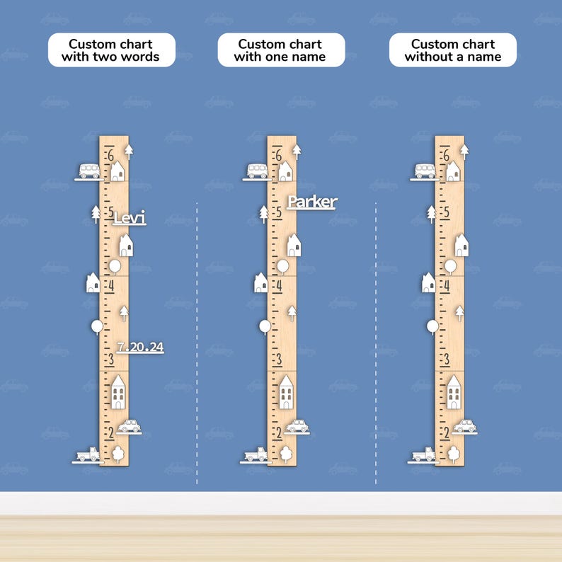 Personalized Car Track Chart Wooden Height Ruler Race Track Growth ...