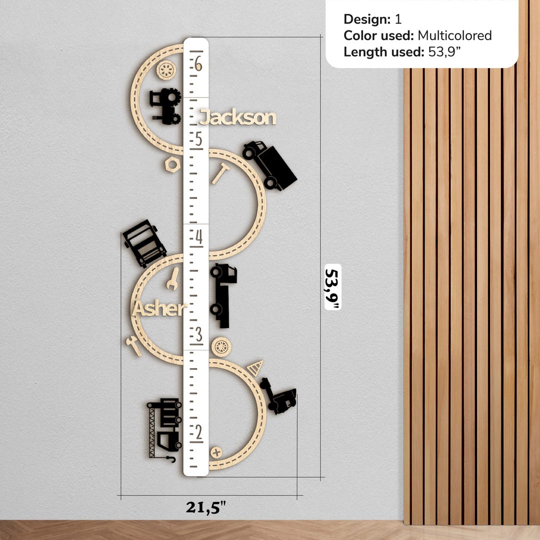 Personalized Car Track Chart Wooden Height Ruler Race Track Growth ...