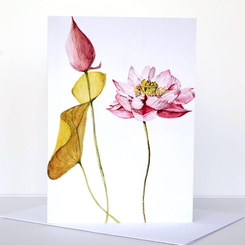 Pink Lily 5x7 Blank Watercolor Notecard - Etsy