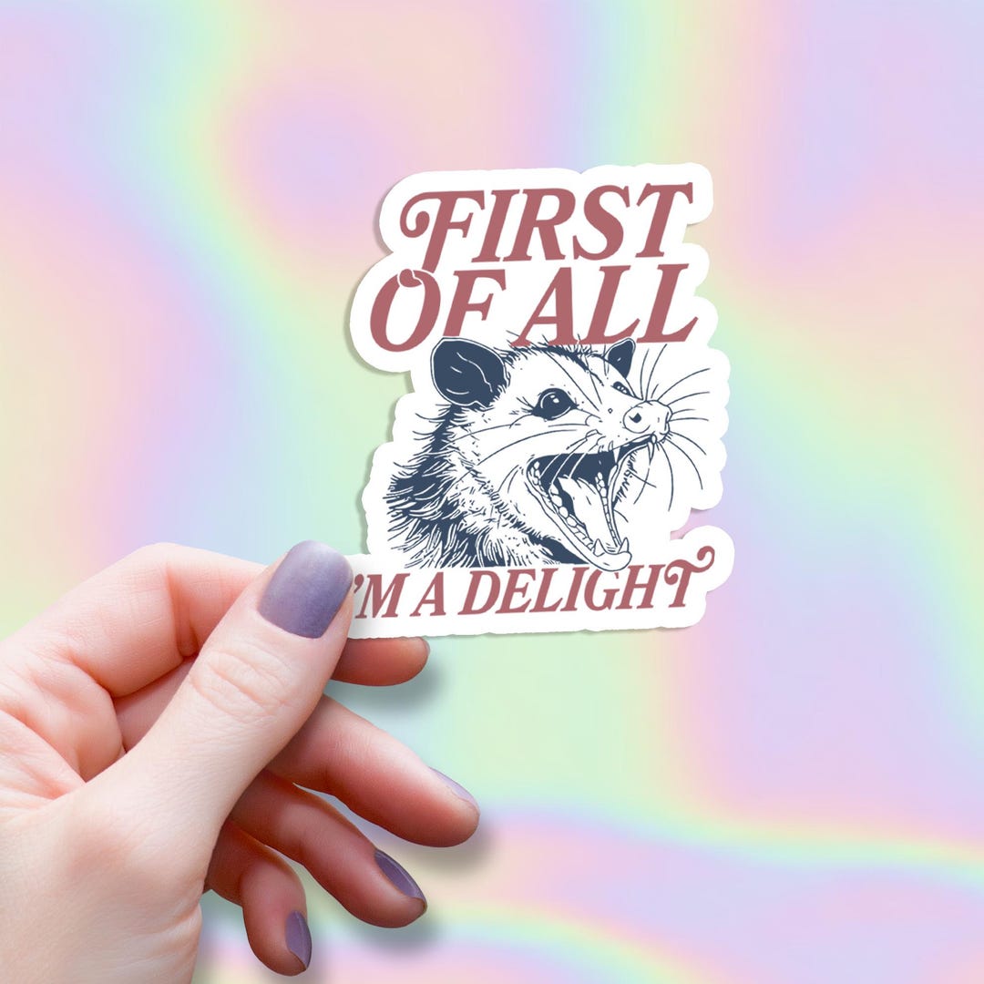 First of All Im A Delight Sticker, Funny Meme Stickers, Angry Possum ...