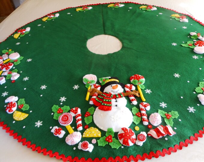 Bucilla Candy Snowman Tree Skirt - Etsy