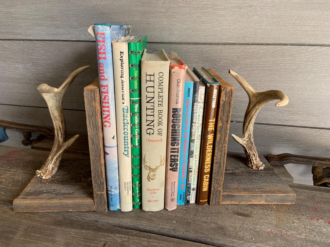 Real Deer Antler Book Ends Made From Reclaimed Barn Wood - Etsy