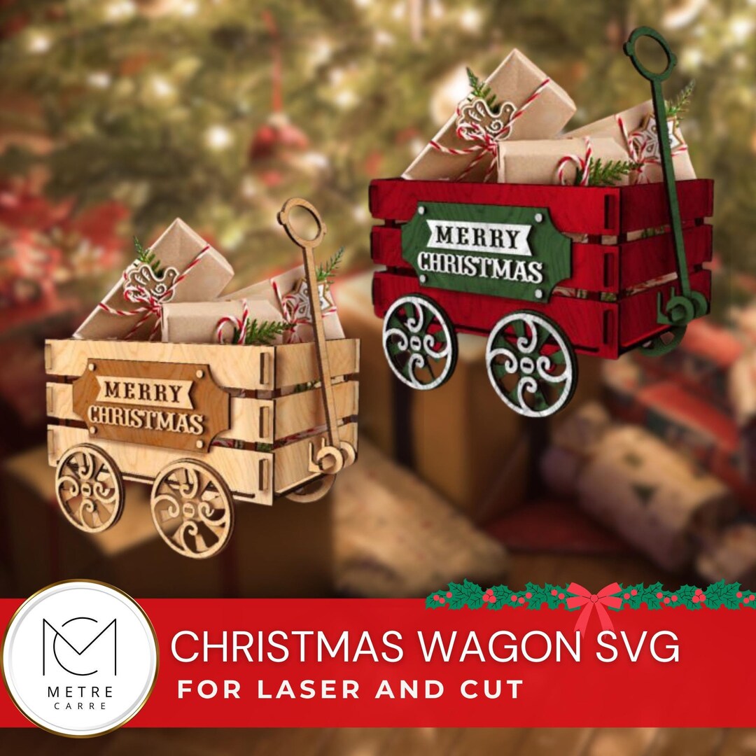 Christmas Wagon | 3D Layered Laser Cut | EPS, SVG, Dfx, PNG | Digital ...