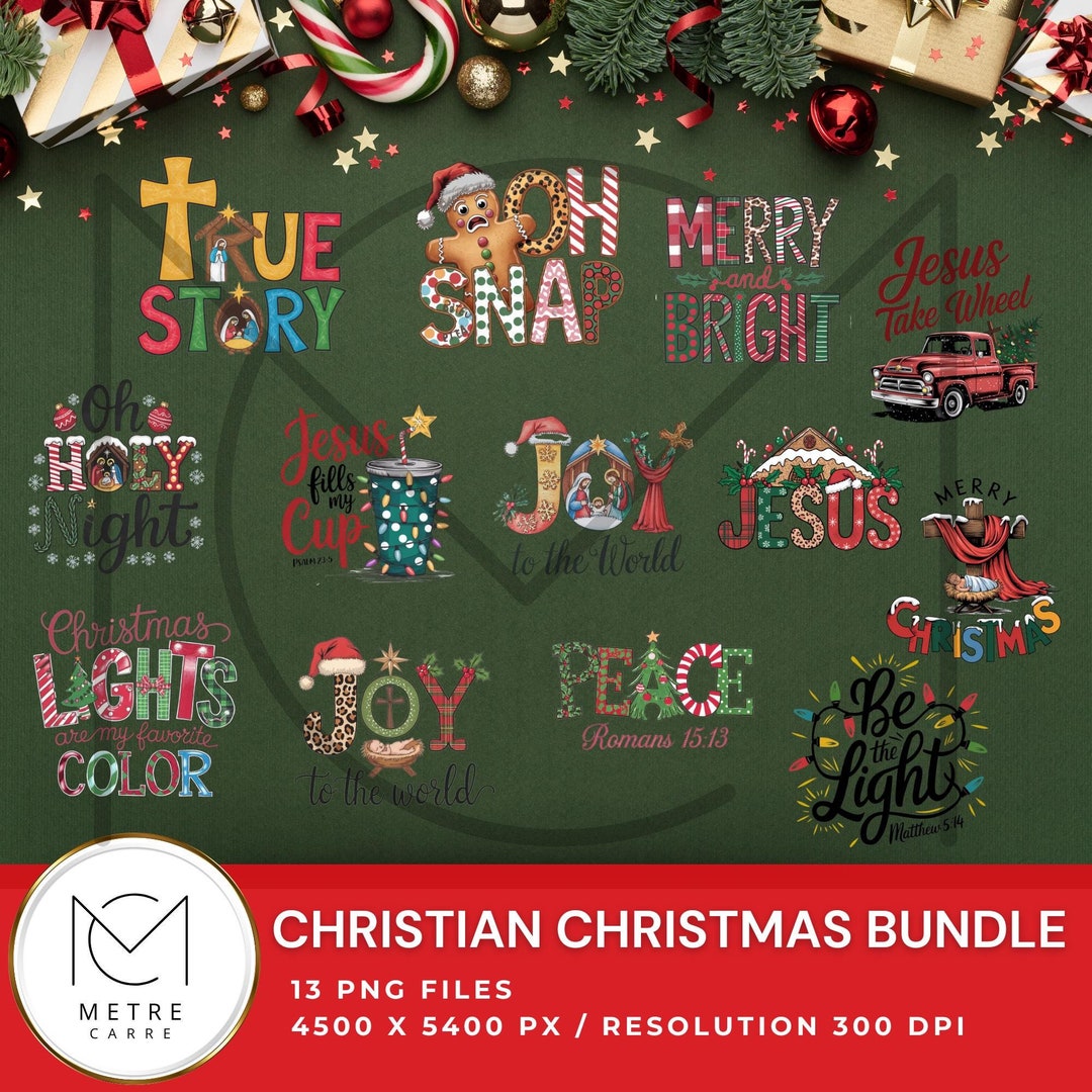 Christian Christmas Bundle PNG Files Faith-based Holiday Designs for ...