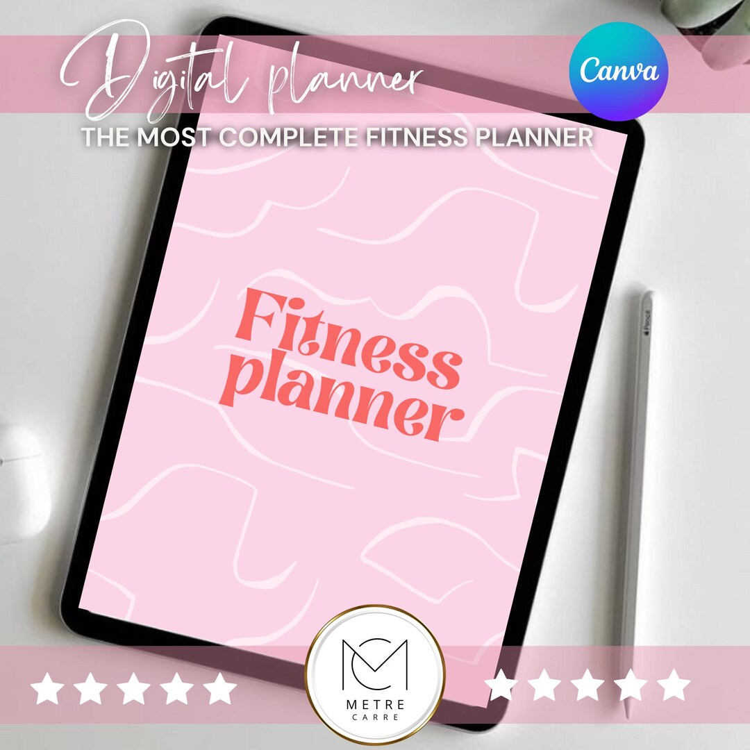 Digital Fitness Planner Canva Template | Printable Workout Tracker ...