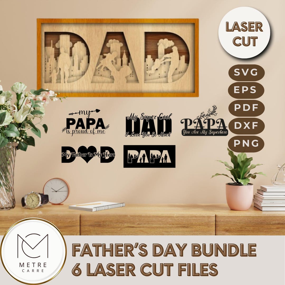 Father's Day Laser Cut Bundle | 6 SVG DXF Files | Dad Gift Engraving ...