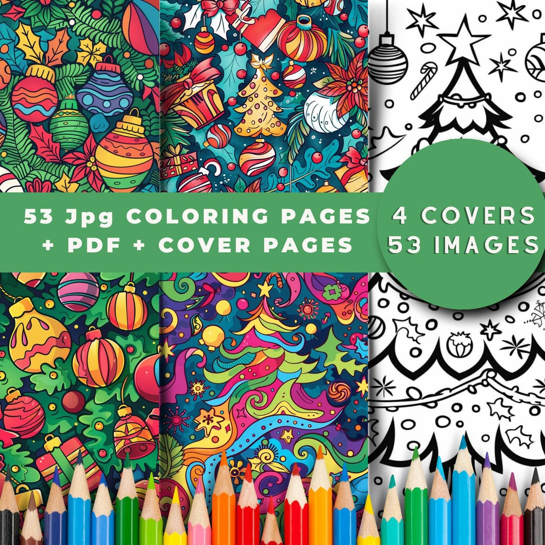Merry Christmas 50+ Coloring Page | Printable Pdf | Digital Downloadjpg ...