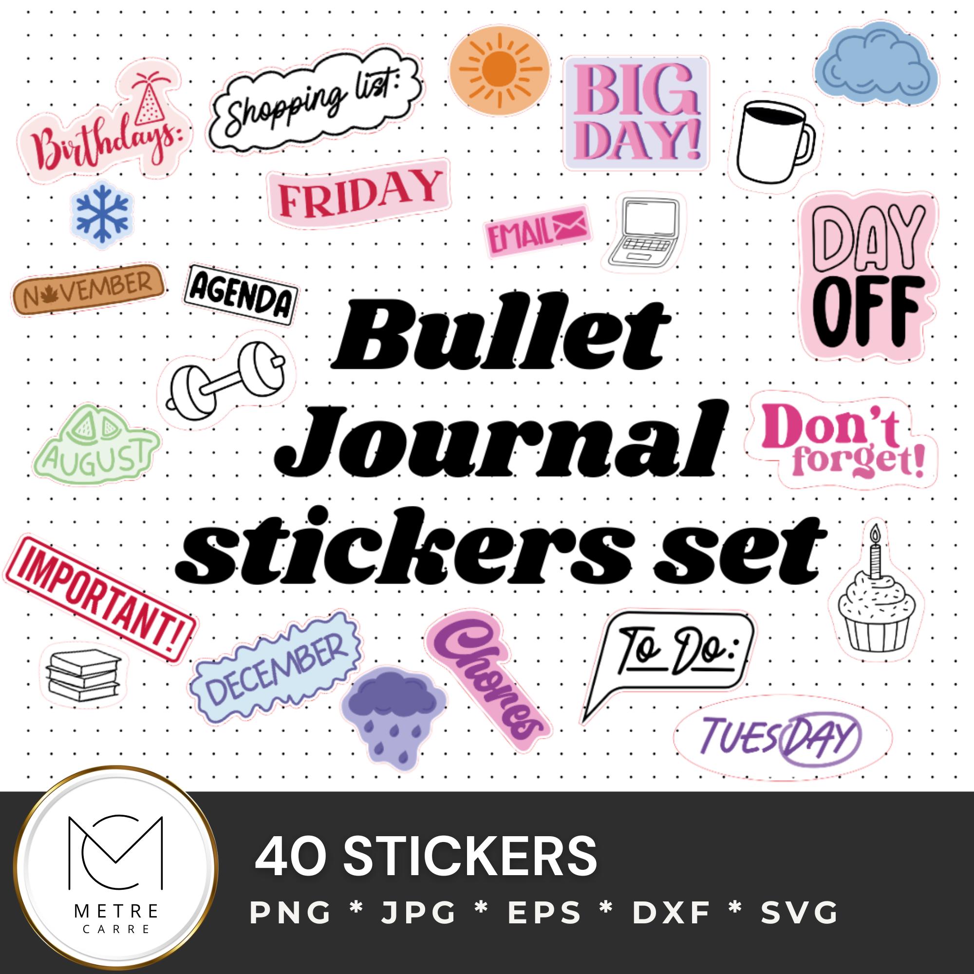Bullet Journal Sticker Set | 40 Cute Digital Planner Stickers ...