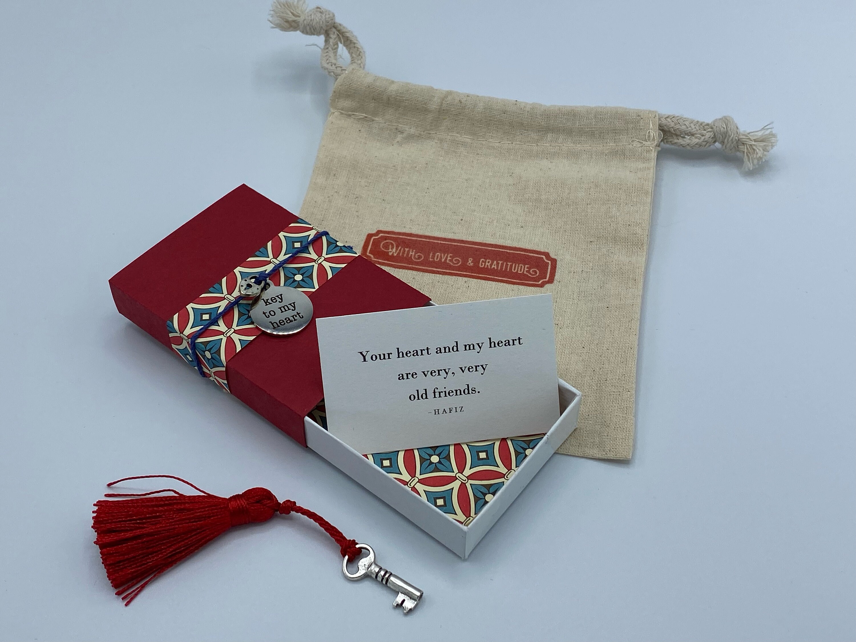Key to My Heart Message Box With Fabric Gift Bag | Etsy