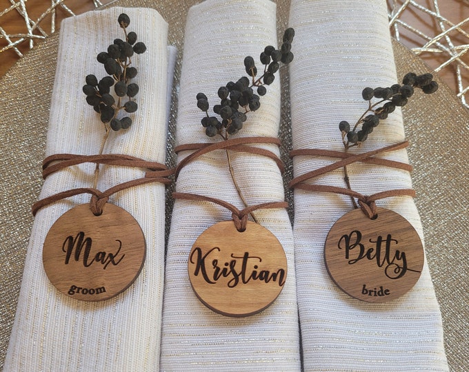 Place Tags, Wedding Place Cards, Wooden Name Tags, Escort Tags, /dinner ...