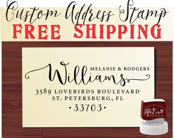 ADDRESS STAMP in Calligraphy Handwriting Script Custom Return | Etsy