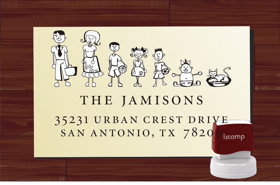 Stick Family Custom Rubber Stamp SELF INKING Return Address - Etsy