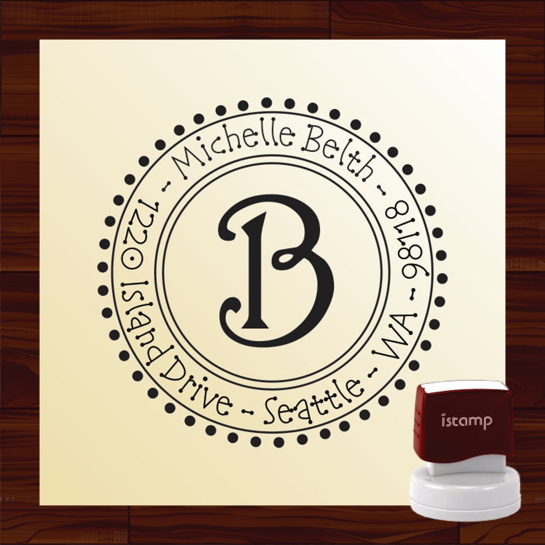 ADDRESS MONOGRAM STAMP Self Inking Return Address Custom Self Inking ...