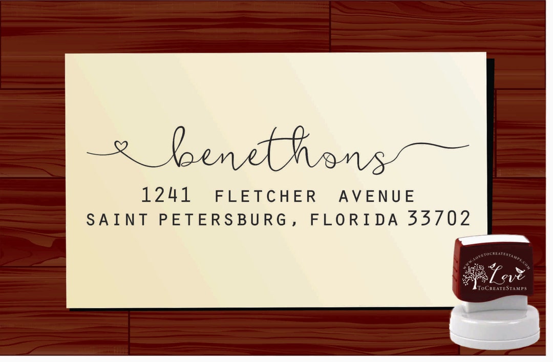 Calligraphy Handwriting Custom Return Address Stamp With Heart - Etsy