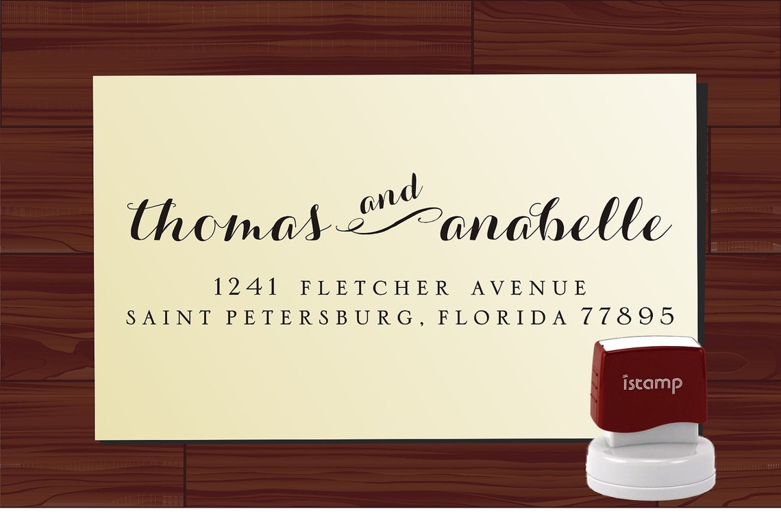 ADDRESS STAMP in Calligraphy Handwriting Script Custom Return | Etsy