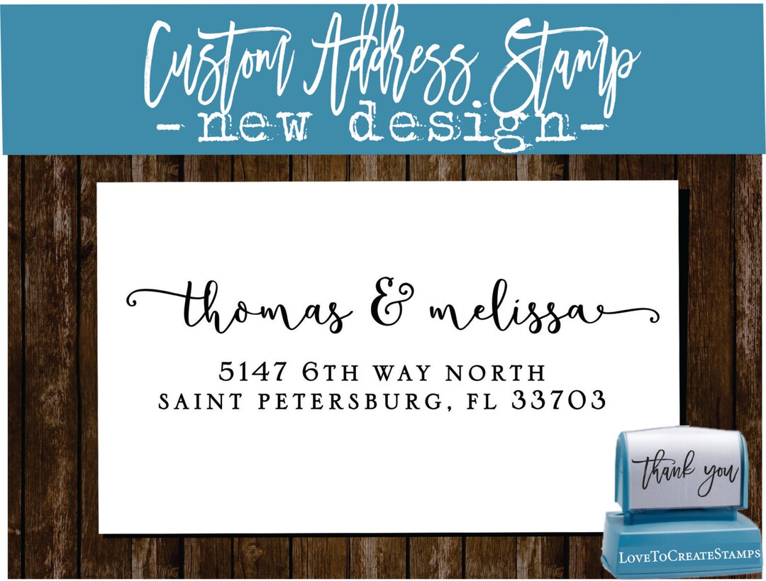 Custom Address Stamp - Custom Calligraphy Stamp - Handwriting Script ...