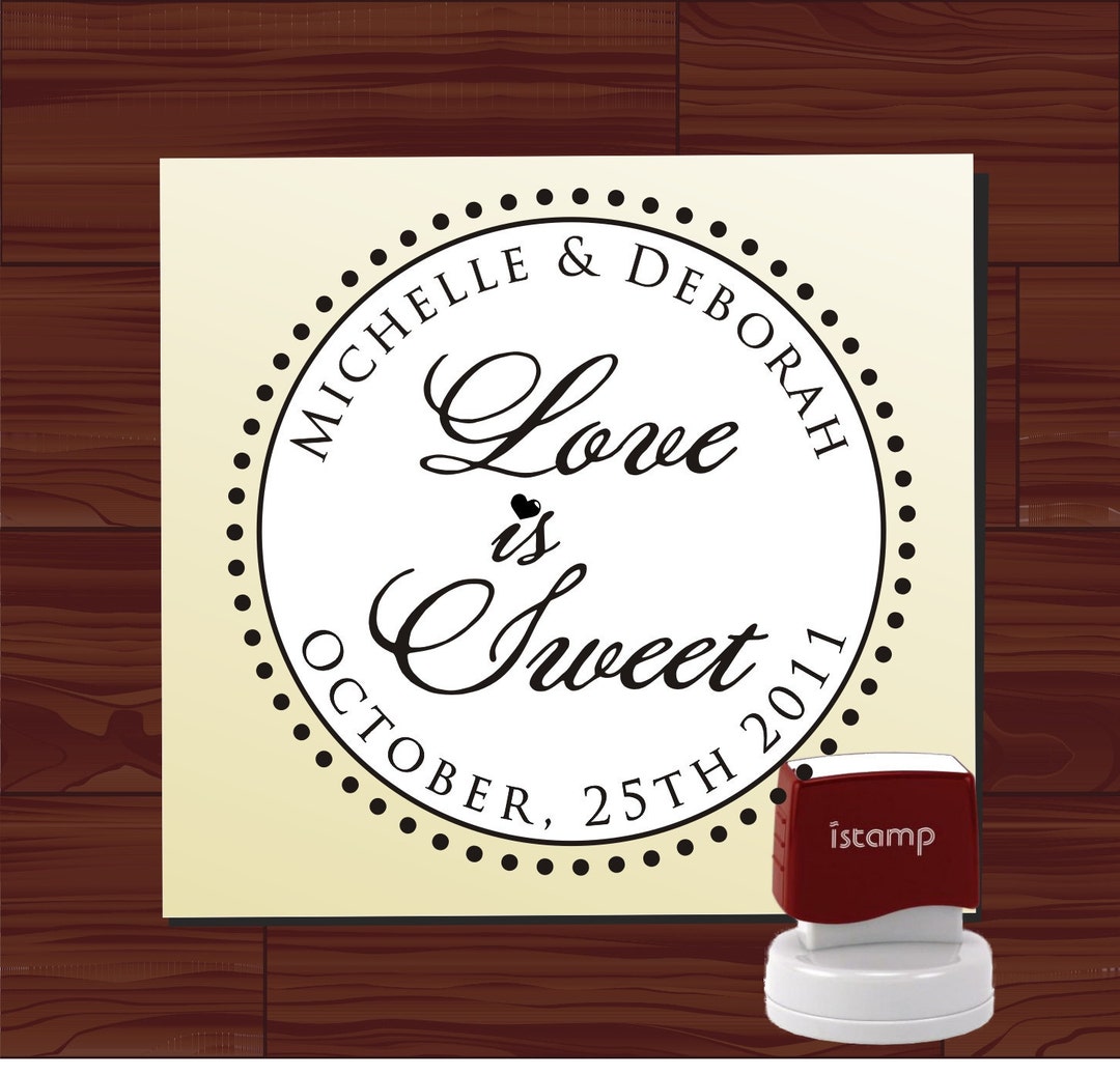 Self Inking Love is Sweet Save the Date Wedding Stamp Candy Buffet Bags ...