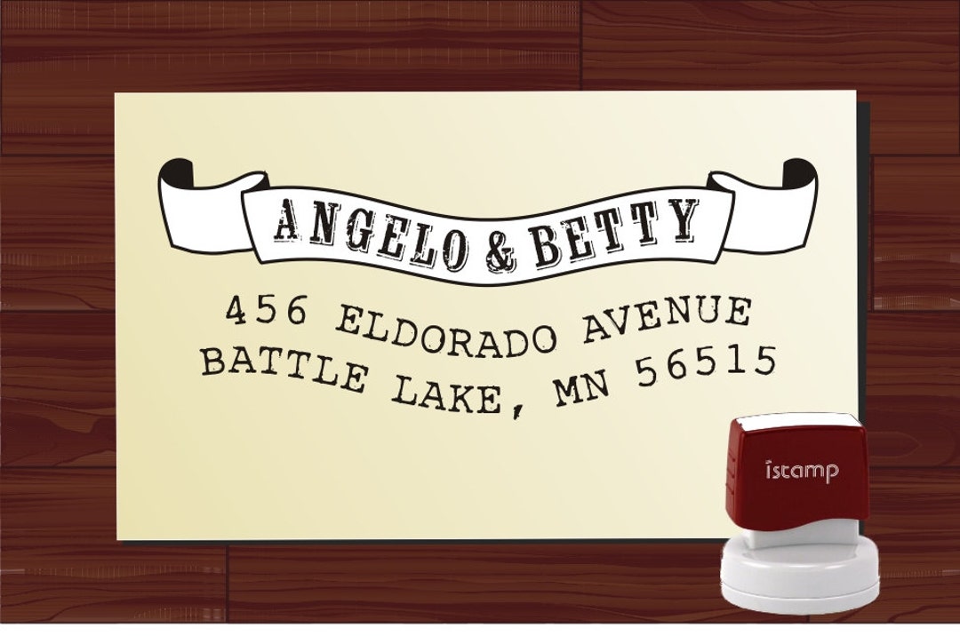 Return Address Stamp / Waving Ribbon Address Stamp / Envelope Return ...