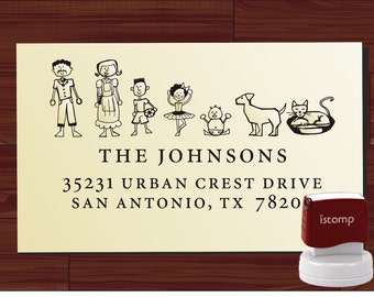 Stick Family Custom Rubber Stamp SELF INKING Return Address | Etsy