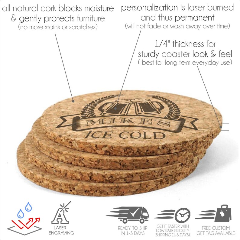 Personalized Cork Coasters Custom Cork Coasters Set Welcome - Etsy