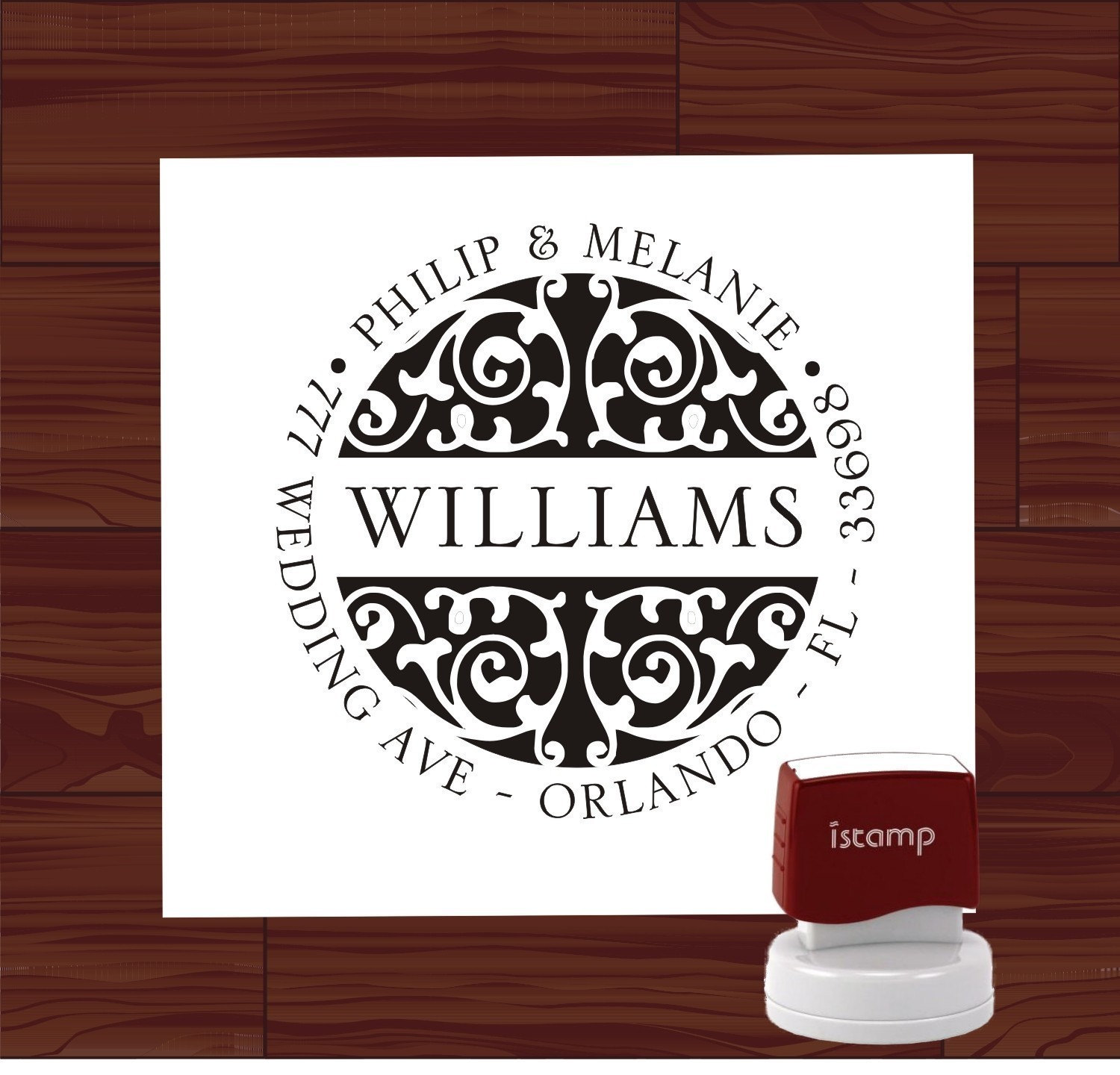 Custom SELF INKING Damask Return Address Rubber Stamp | Etsy