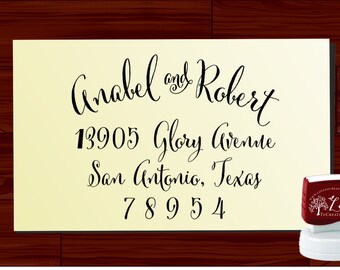 ADDRESS STAMP in Calligraphy Handwriting Script Custom Return | Etsy