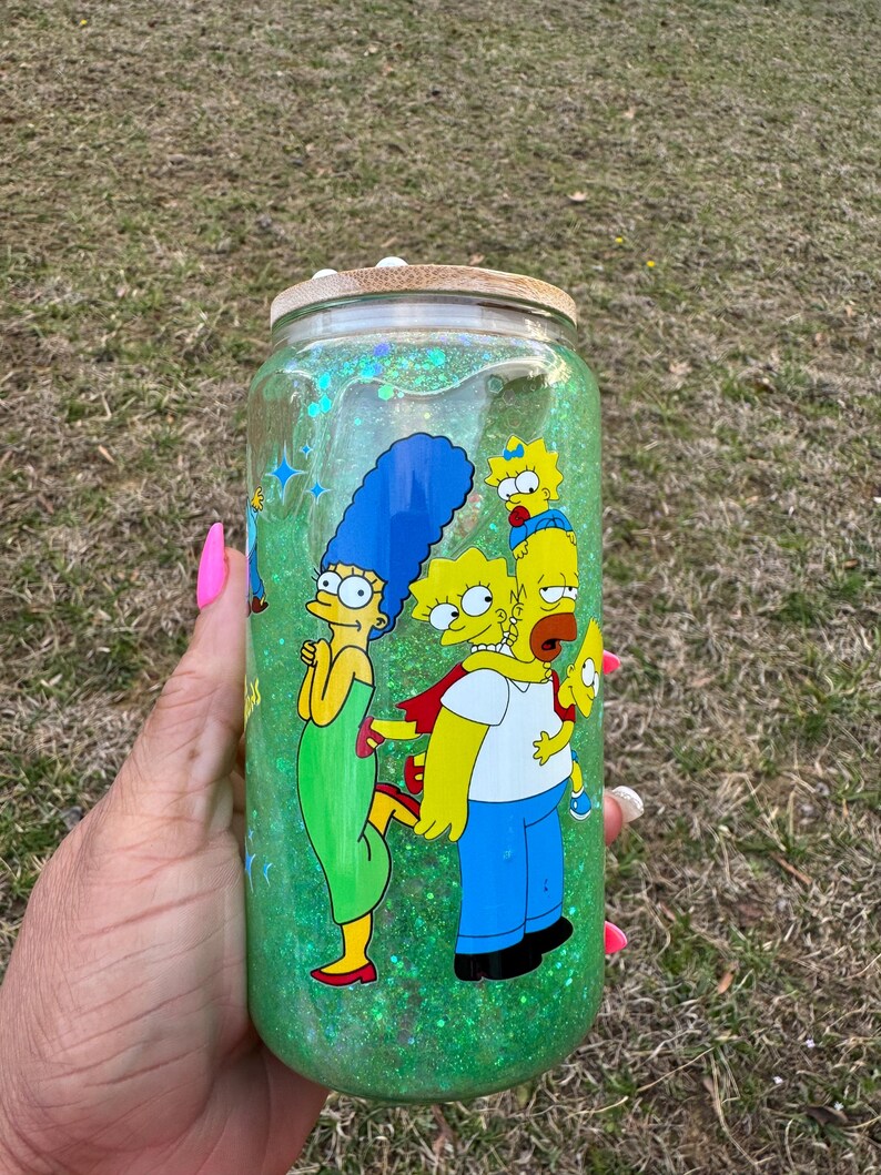 16 Oz Bart Simpson Inspired Snow Globe Glitter Tumbler - Etsy