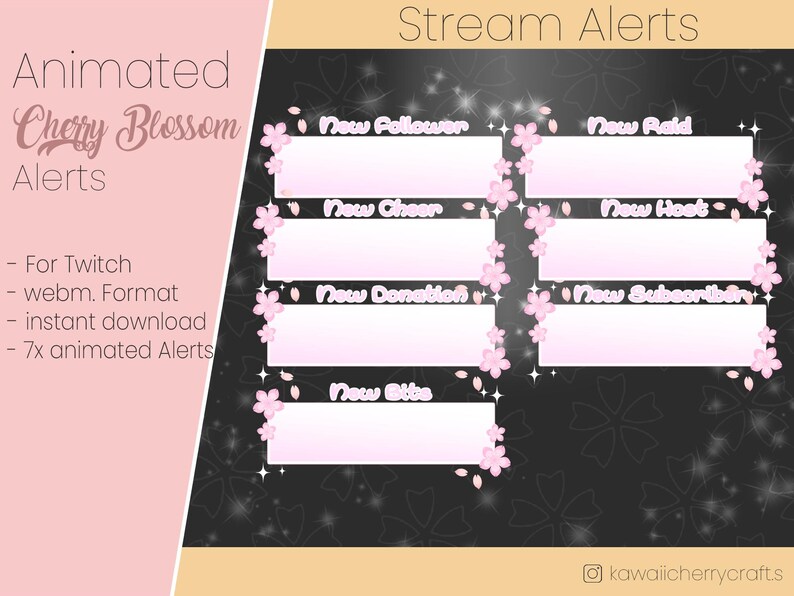 Animated Cherry Blossom Stream Alerts/ Twitch Alerts/ Animated Alerts ...