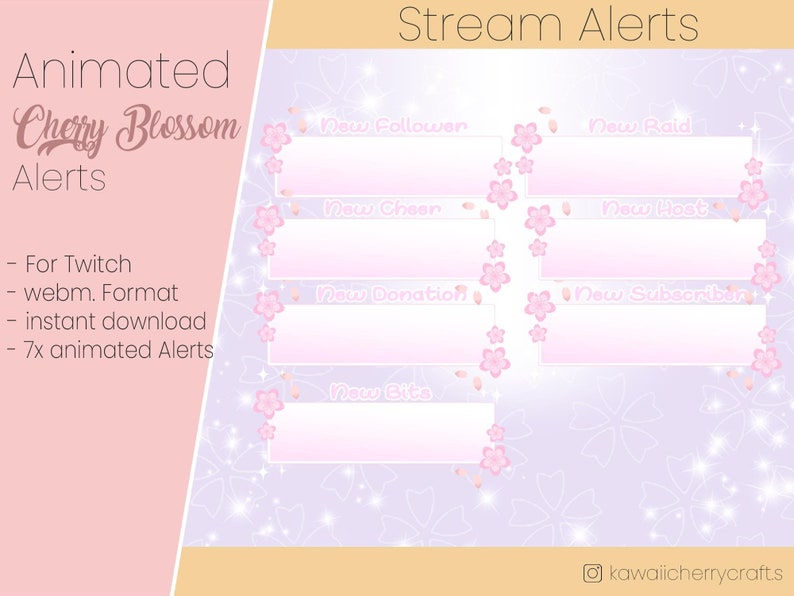 Animated Cherry Blossom Stream Alerts/ Twitch Alerts/ Animated Alerts ...