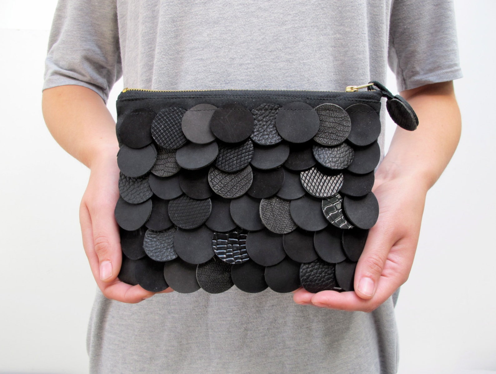 Geometric Leather Bag With Black Scales - Etsy