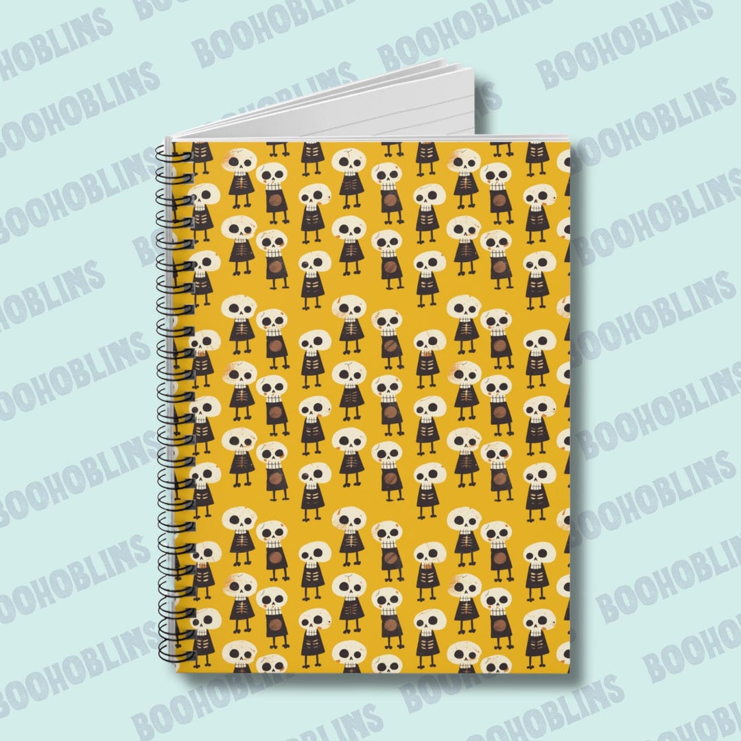 Skeletal Journal Halloween Diary, Spooky Skeleton Print, Autumn Fall ...