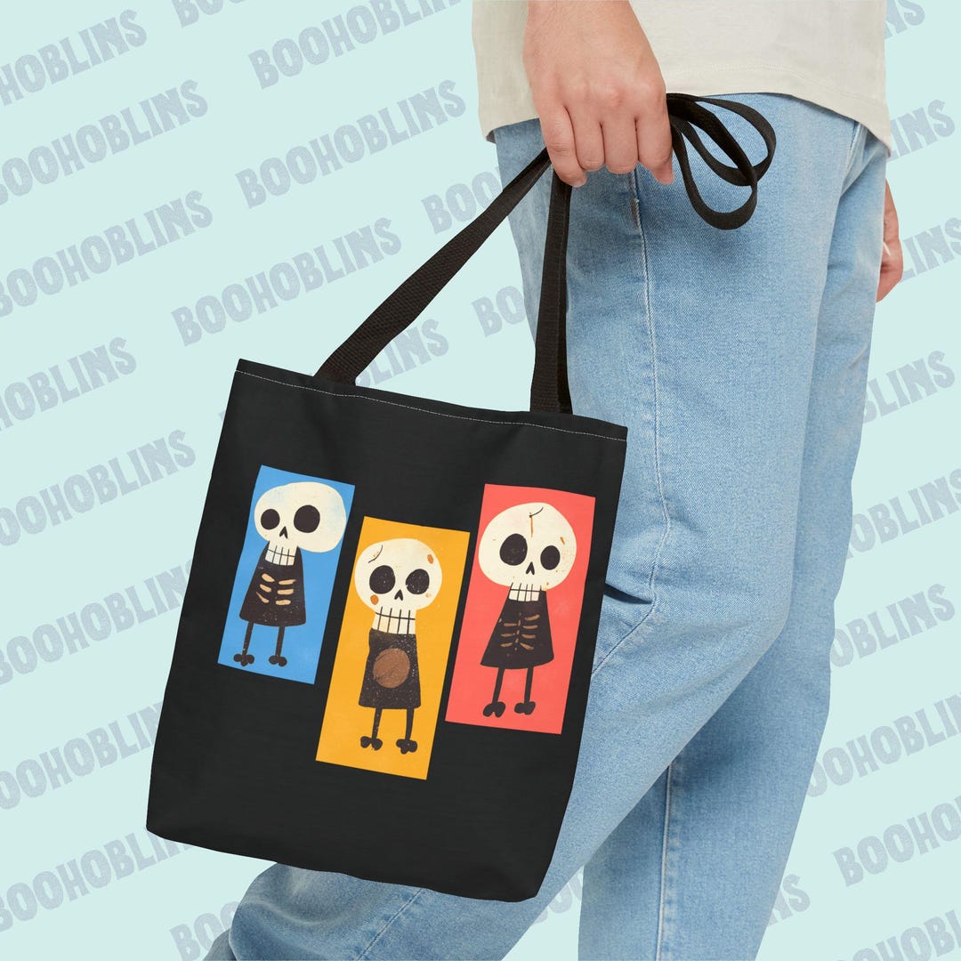 Tres Skeleton Tote Bag Halloween, Shoulder Bag, Shopping Tote, Perfect ...