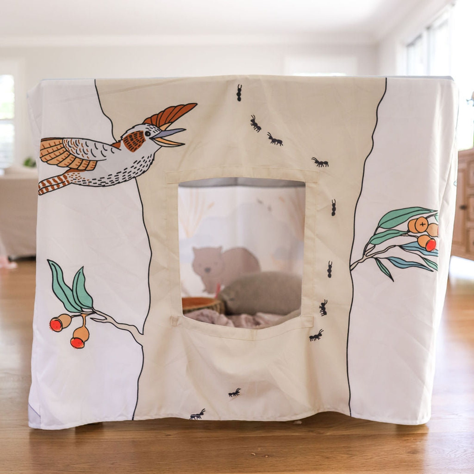 Australian Bush Table Tent, Kids Fabric Cubby House, Wildlife Play Tent ...