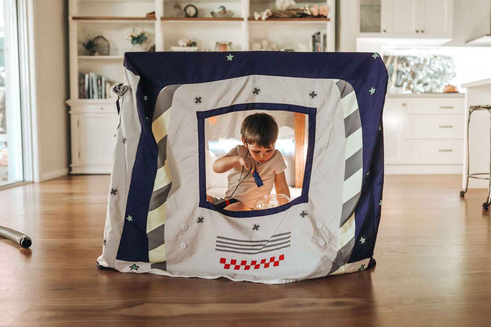 Space Station Table Tent, Kids Rocket Ship Playhouse, Fabric Cubby ...