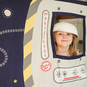 Space Station Table Tent, Kids Rocket Ship Playhouse, Fabric Cubby ...