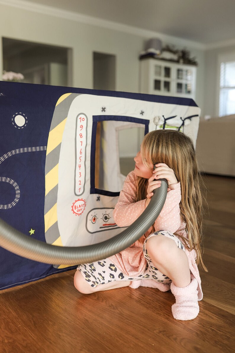 Space Station Table Tent, Kids Rocket Ship Playhouse, Fabric Cubby ...