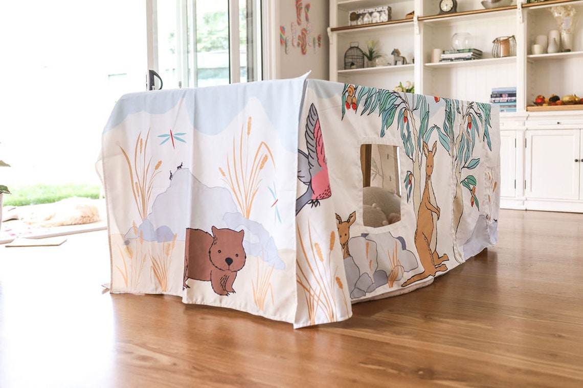 Australian Bush Table Tent, Kids Fabric Cubby House, Wildlife Play Tent ...